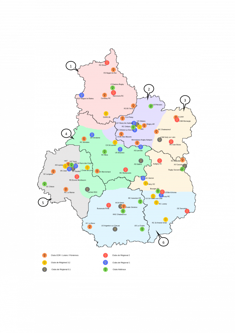 Carte Région Centre - Ligue Centre Val de Loire de Rugby - Site officiel